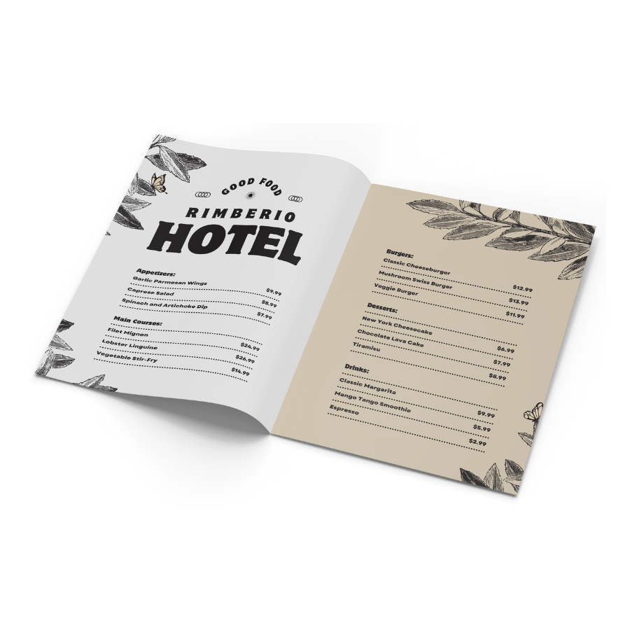 Custom A4 Half-Fold Menus For Retail & Restaurants